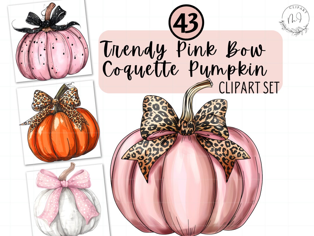 Halloween Coquette Pumpkin Pink Bow PNG, Cute Coquette Pumpkin PNG ...