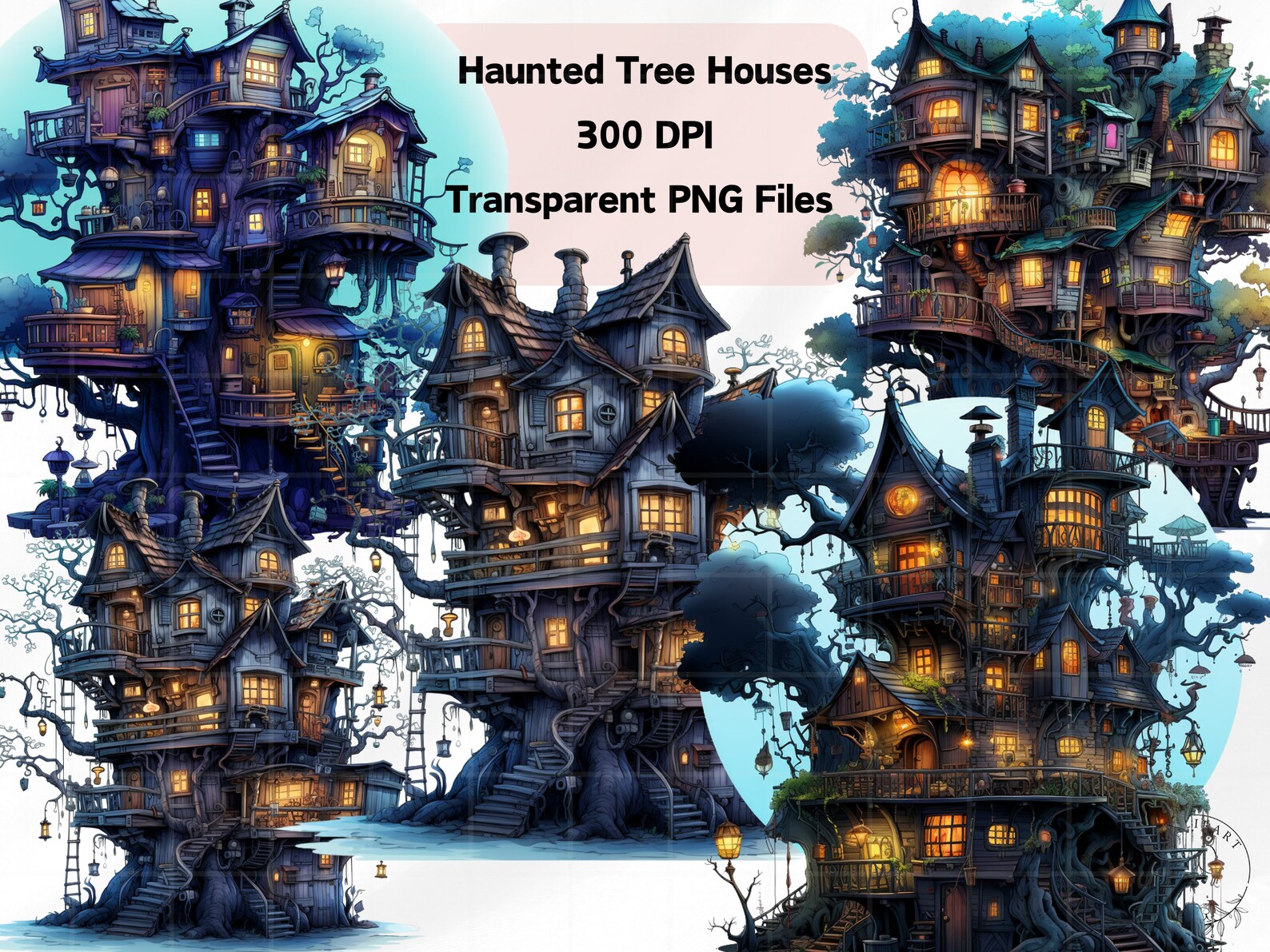 Haunted Tree House PNG, Halloween Tree House, Haunted Mansion ...