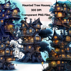 Haunted Tree House PNG, Halloween Tree House, Haunted Mansion ...