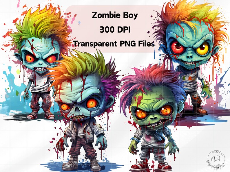 Zombie Boys Clipart PNG, Halloween Monsters Clipart, Halloween Party ...