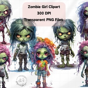 Zombie Girl Clipart, Halloween Monsters Clipart, Halloween Party ...