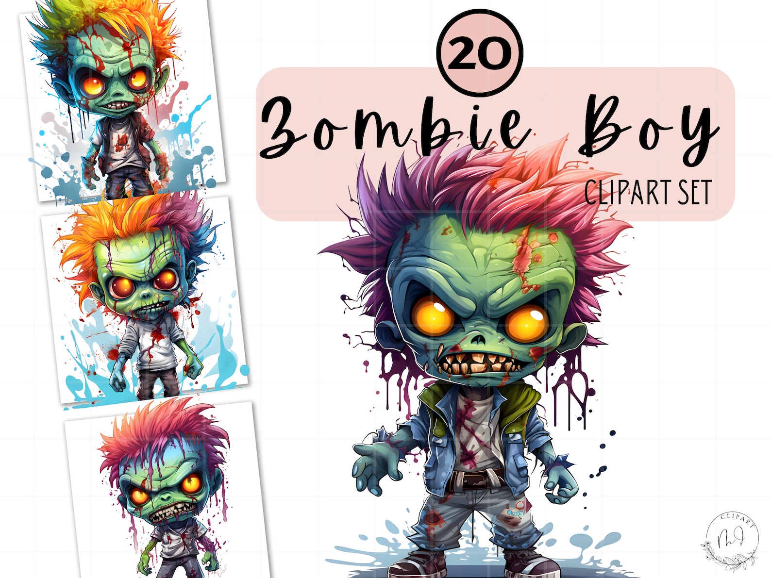 Zombie Boys Clipart PNG, Halloween Monsters Clipart, Halloween Party ...