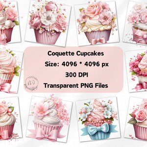 Coquette Cupcakes Clipart, Baking Clipart, Dessert Clipart, Coquette ...