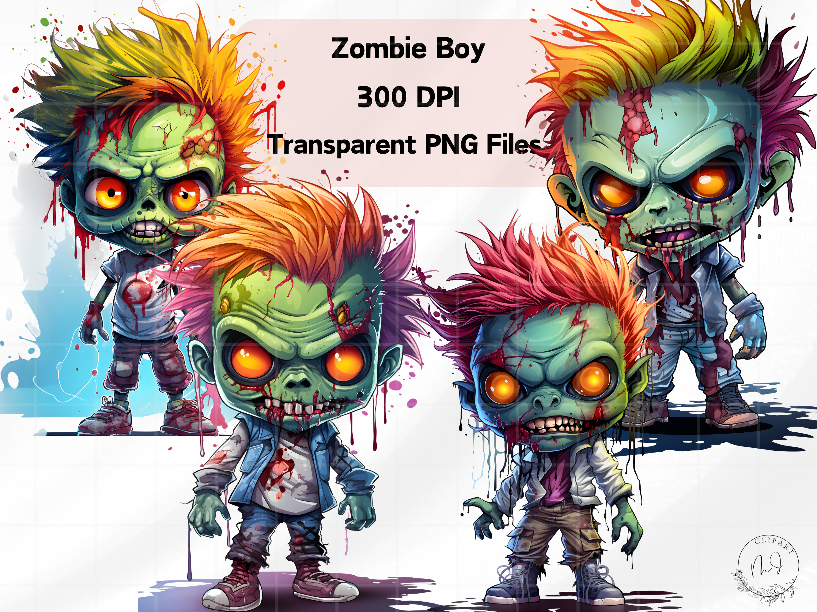 Zombie Boys Clipart PNG, Halloween Monsters Clipart, Halloween Party ...