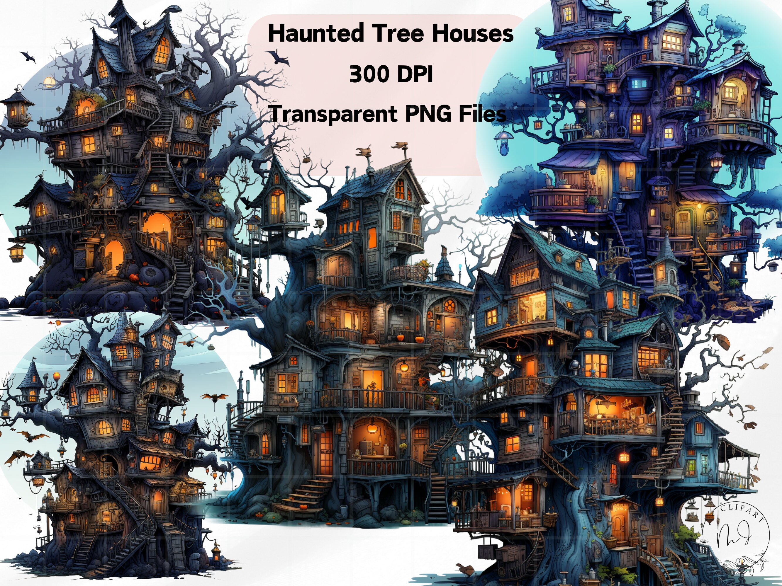 Haunted Tree House PNG, Halloween Tree House, Haunted Mansion ...