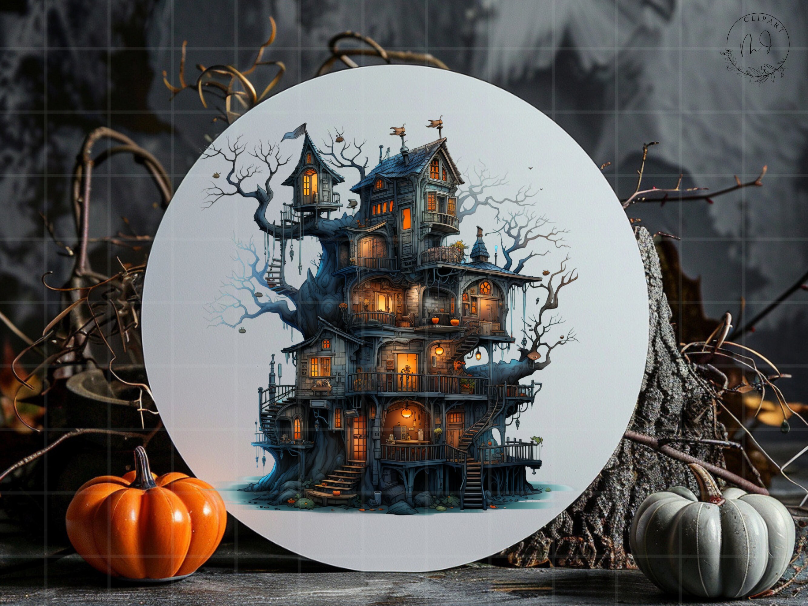 Haunted Tree House PNG, Halloween Tree House, Haunted Mansion ...