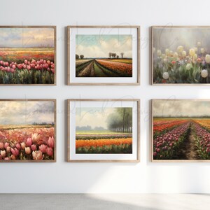 Gallery Wall Set of 6 Dutch Tulip Field Oil Painting Prints, 938 DPI - Etsy