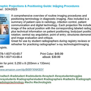 Radiographic Projections & Positioning Guide: Imaging Procedures ...