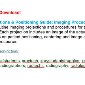 Radiographic Projections & Positioning Guide: Imaging Procedures ...