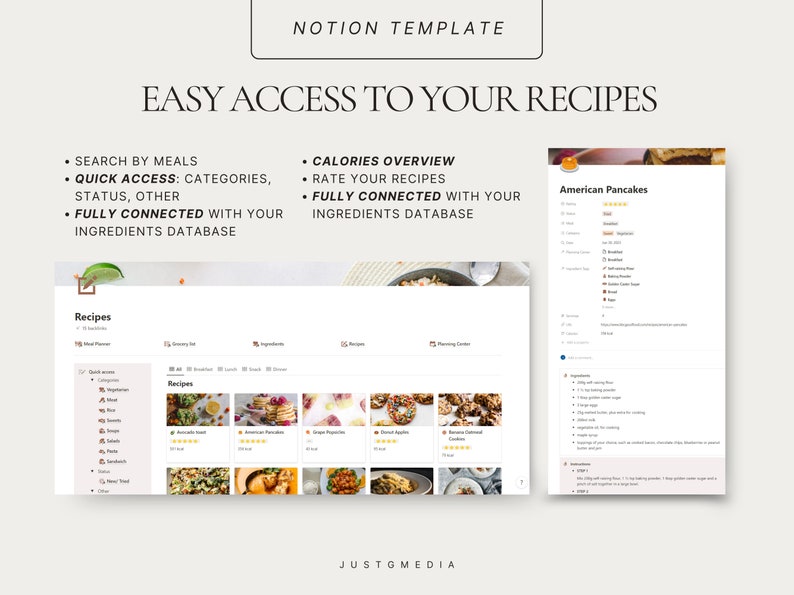 Notion Meal Planner | Notion Template | Meal Prep Planner | Digital ...