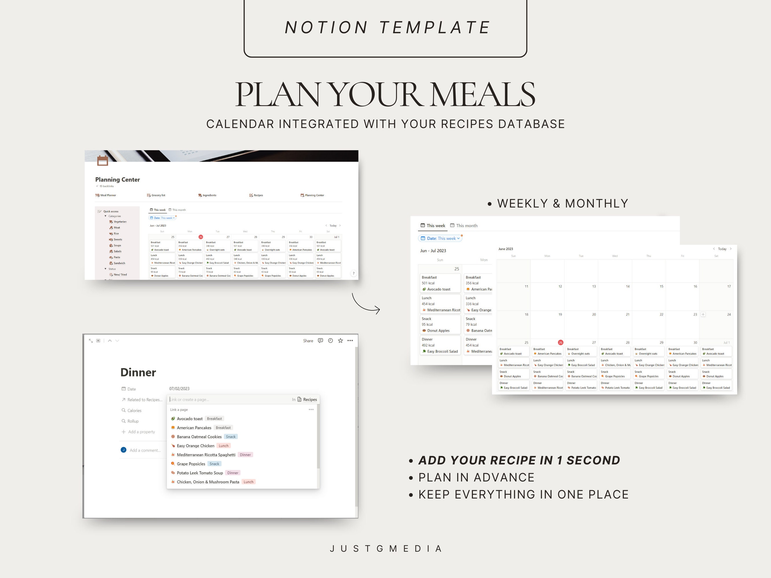 Notion Meal Planner | Notion Template | Meal Prep Planner | Digital ...