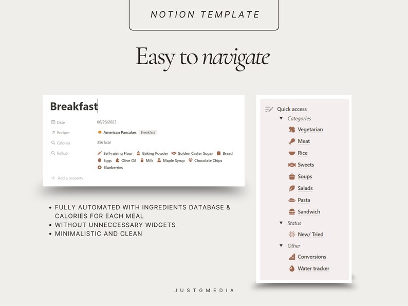 Notion Meal Planner | Notion Template | Meal Prep Planner | Digital ...