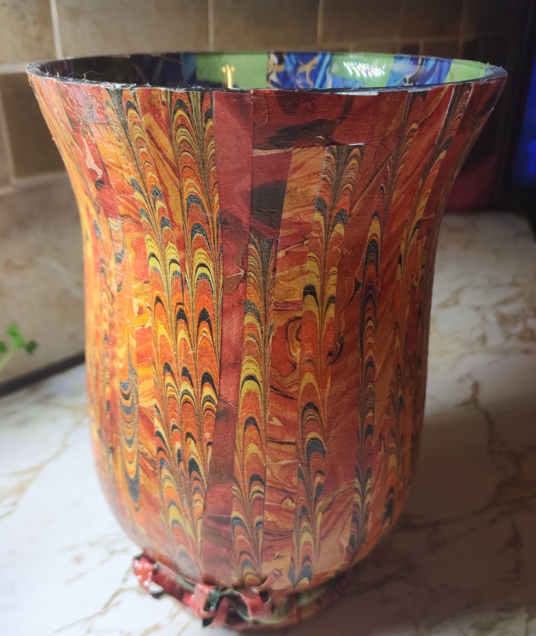 Home Decor Decoupage Glass Vessel Vase Unique Artisan Handmade - Etsy