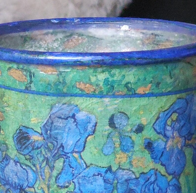 Blue Iris Decoupage Glass Vase /luminary/container - Etsy