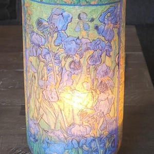 Blue Iris Decoupage Glass Vase /luminary/container - Etsy