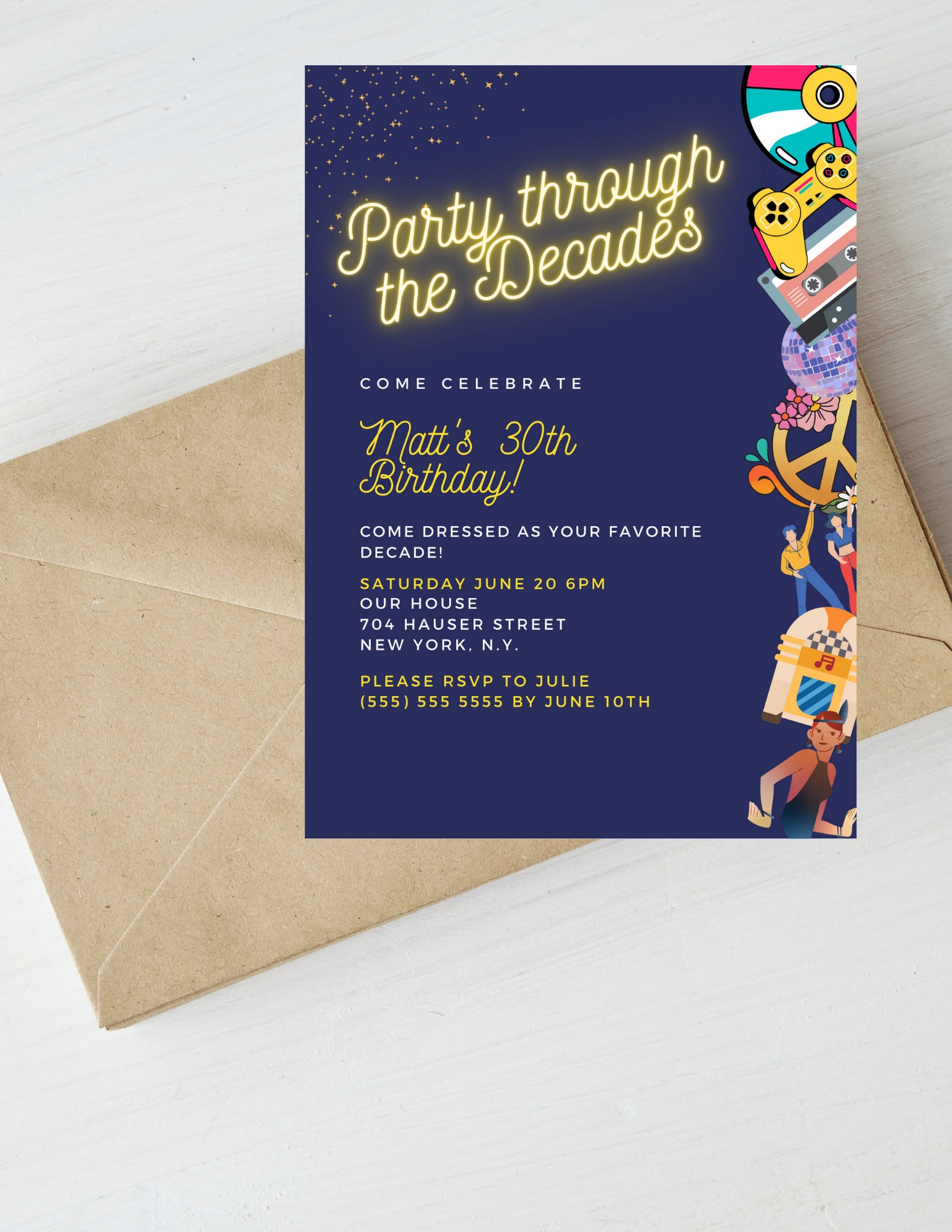 Party Through the Decades Invite - Etsy
