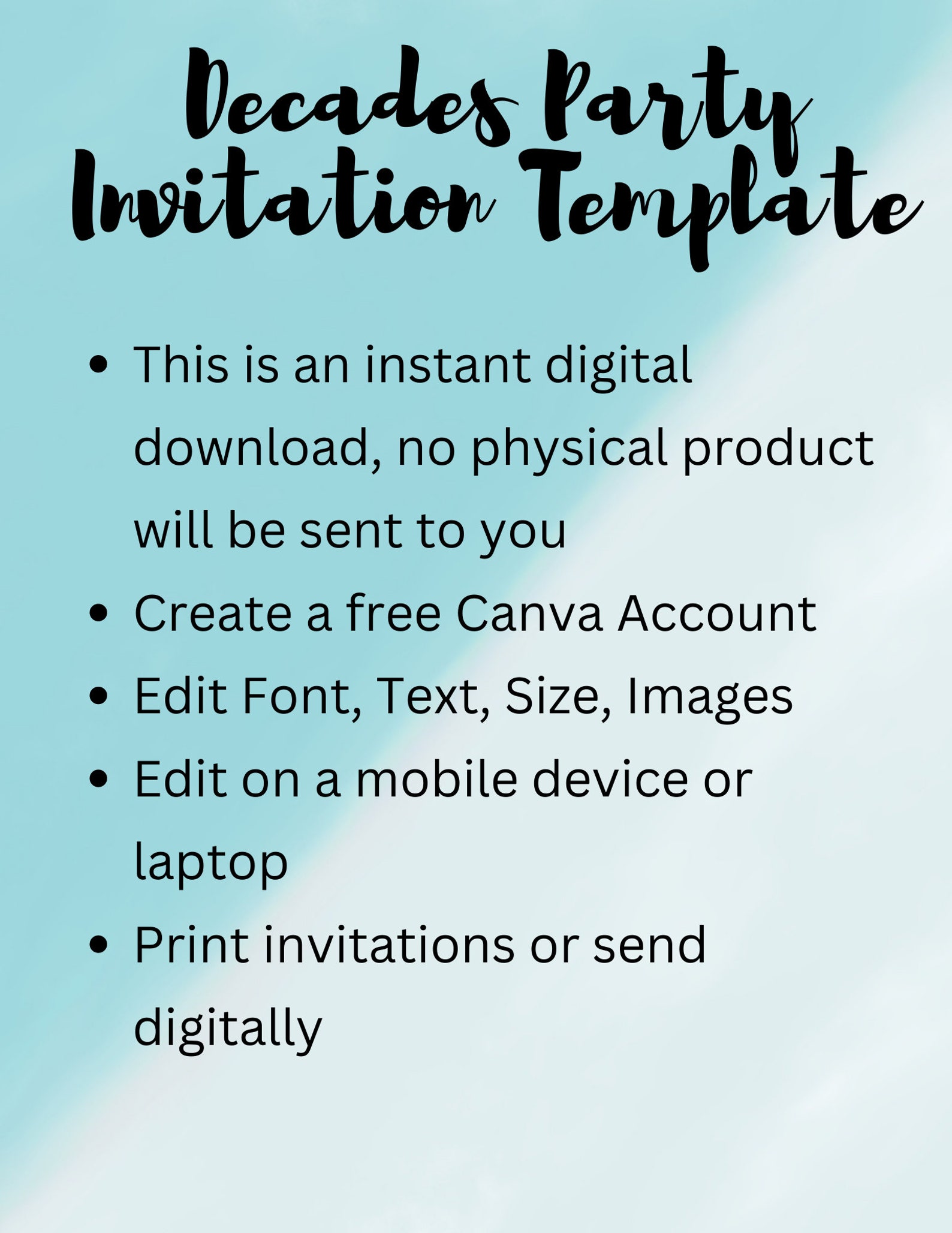 Party Through the Decades Invite - Etsy