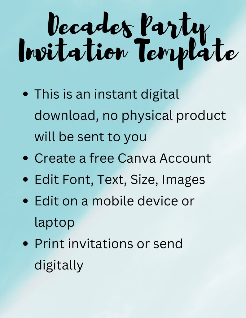 Party Through the Decades Invite - Etsy