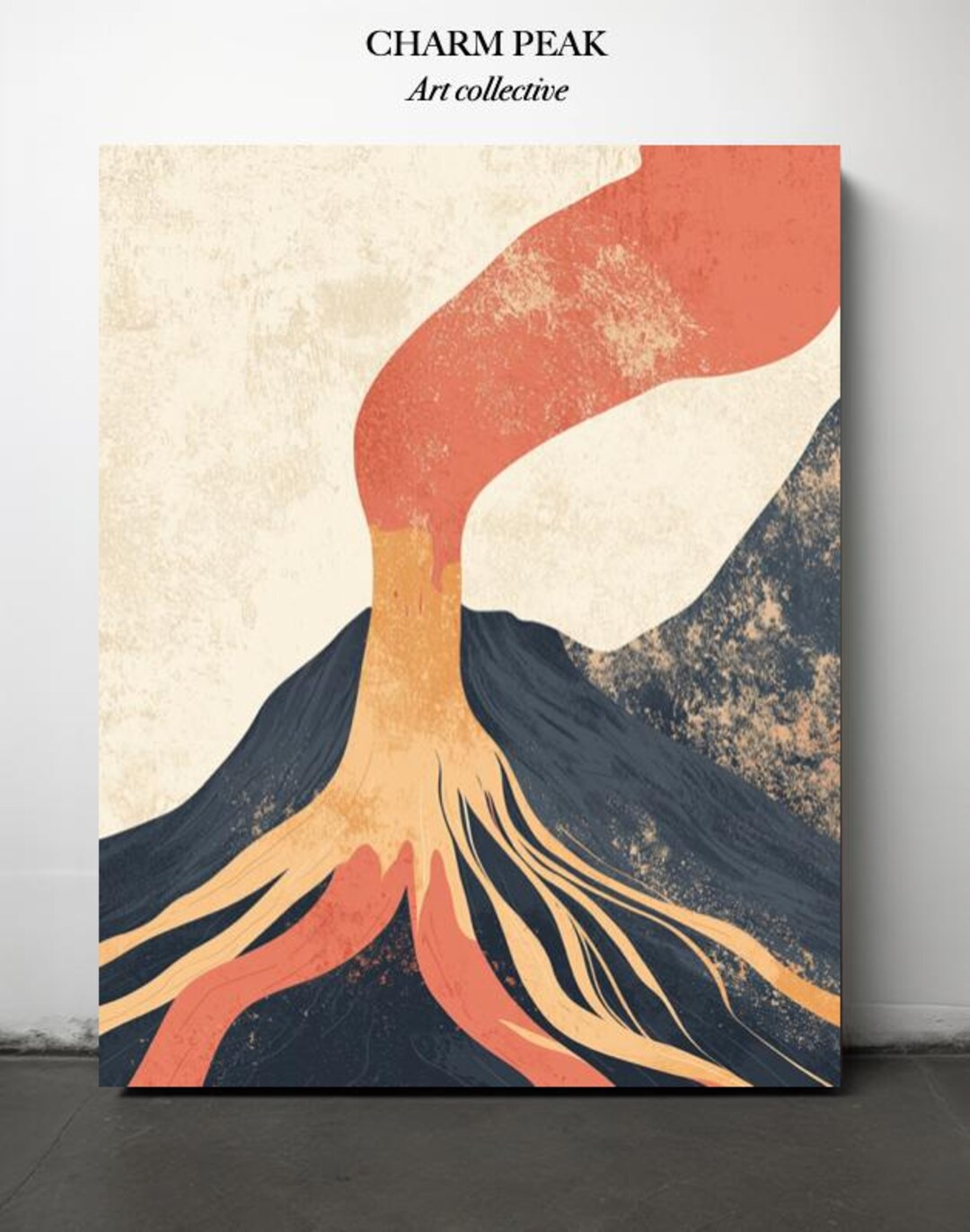 Minimalist Volcano Eruption Print | Flowing Lava & Earth Textures ...