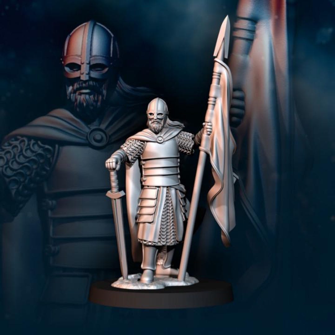 West Human Banner Miniature | West Humans Fantasy Banner Bearer | Resin ...