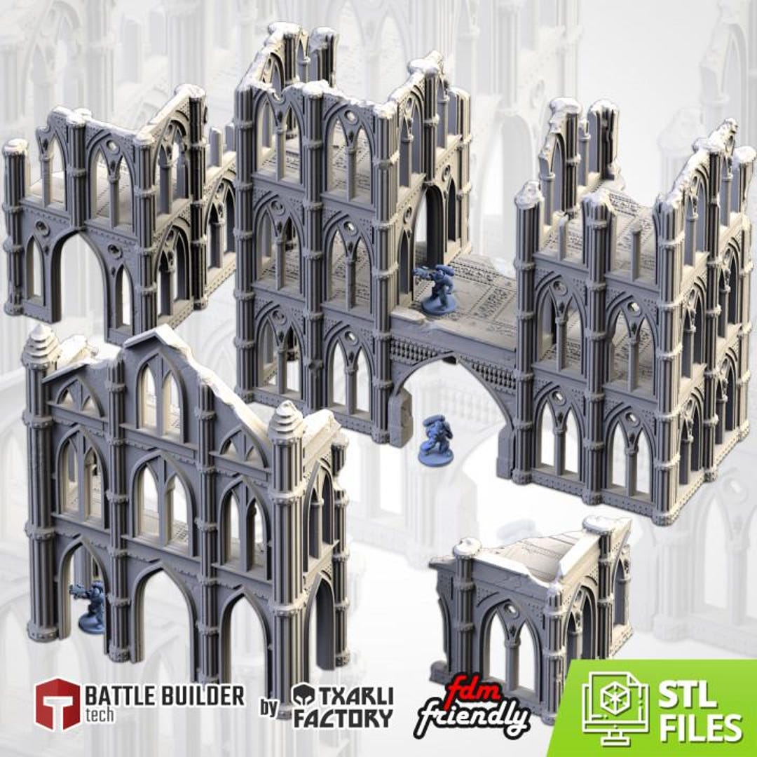 Txarli Factory Cathedral Ruins Fantasy 40k Middleearth Tabletop Terrain ...