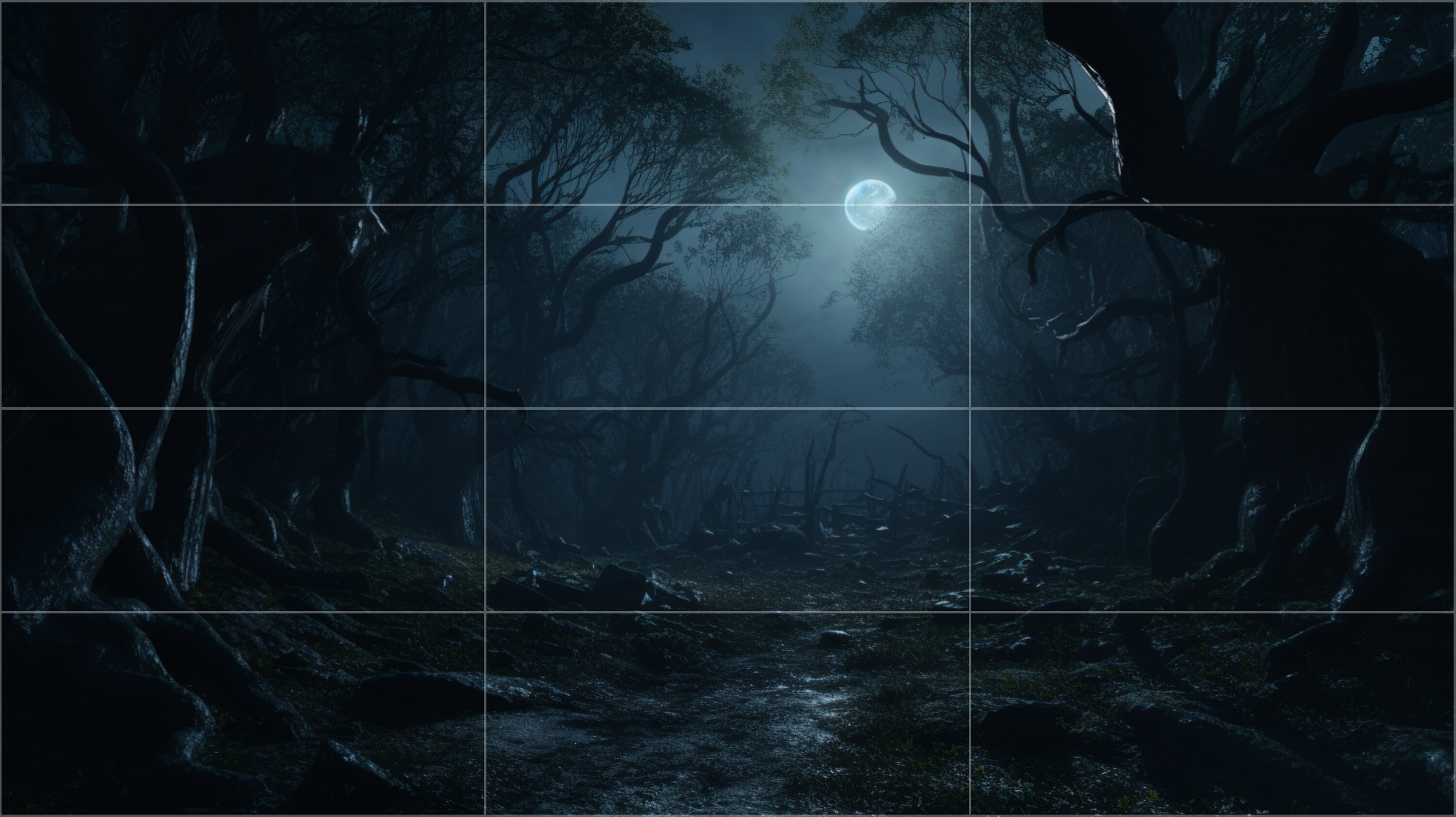 Werewolf Digital Backdrop, Digital Background, Forest Full Moon ...