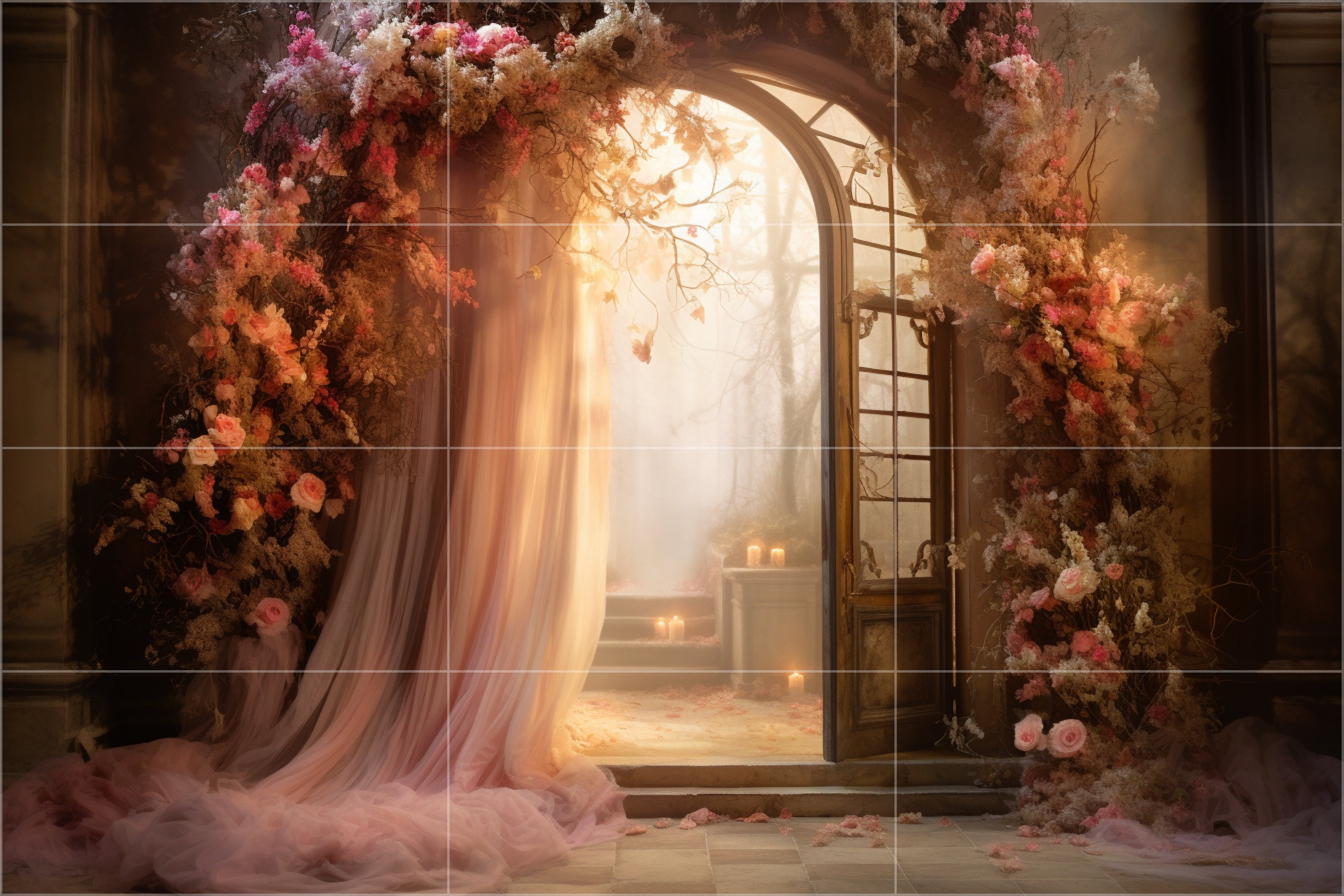 Floral Wedding Digital Backdrop, Digital Background, Wedding Background ...