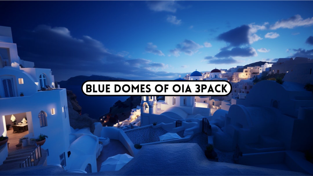 Blue Domes of Oia Digital Backdrop, Digital Background, Santorini ...