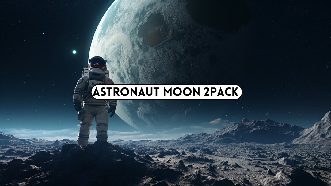 Astronaut Moon Digital Backdrop, Digital Background, Moon Background ...