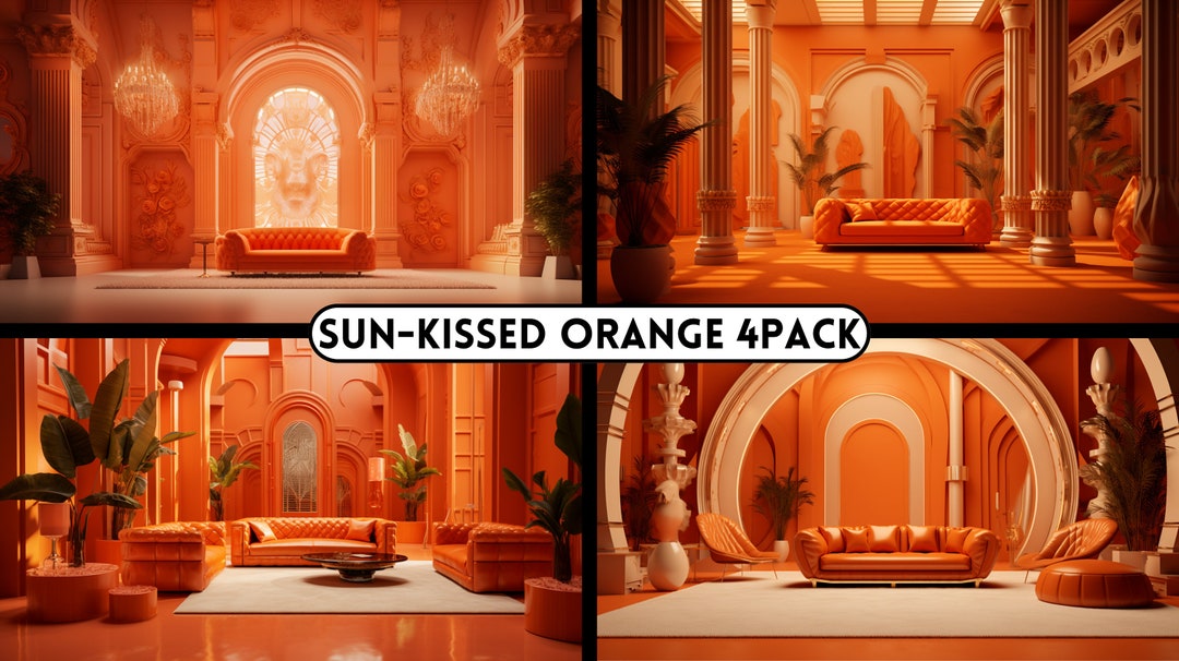 Sun-kissed Orange Room Digital Backdrop, Digital Background, Orange ...