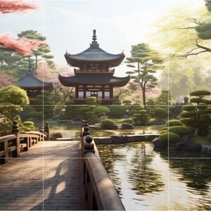 Japanese Garden Digital Backdrop, Digital Background, Japanese Garden ...