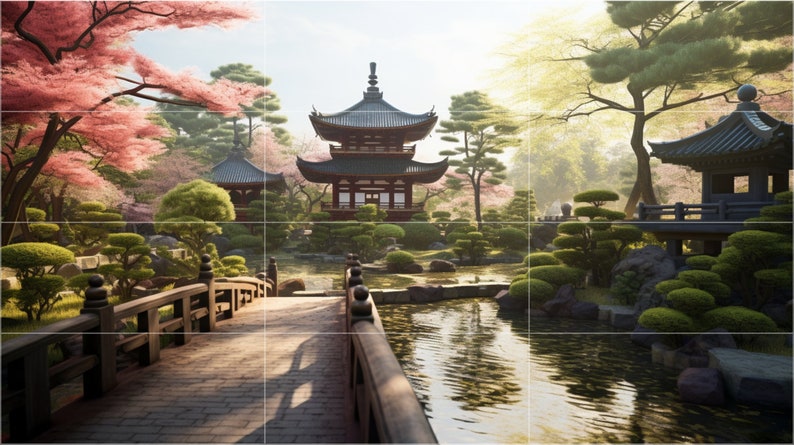 Japanese Garden Digital Backdrop, Digital Background, Japanese Garden ...