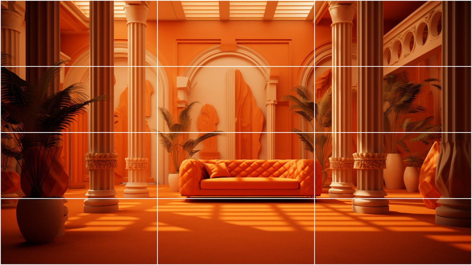 Sun-kissed Orange Room Digital Backdrop, Digital Background, Orange ...