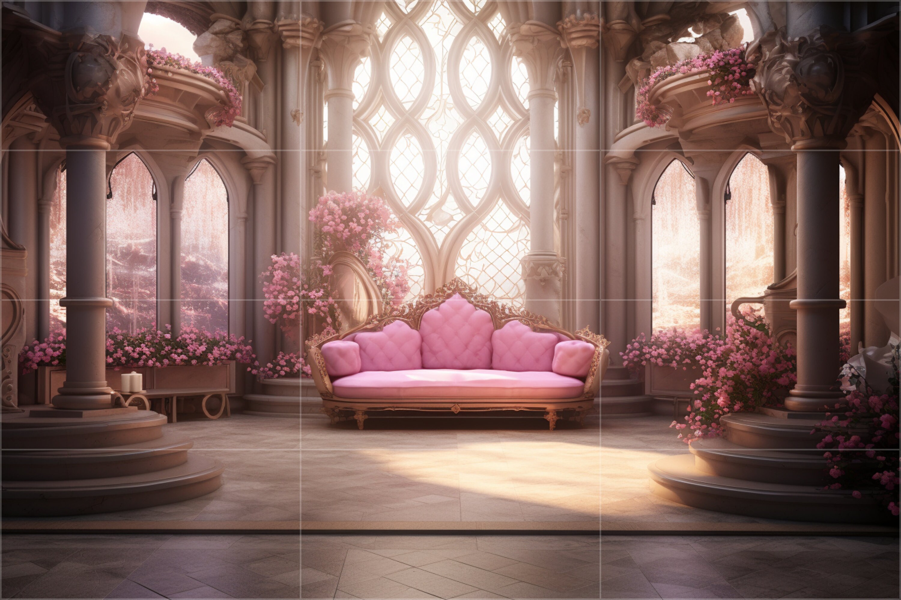 Pink Barby Castle Digital Backdrop, Digital Background, Pink Castle ...