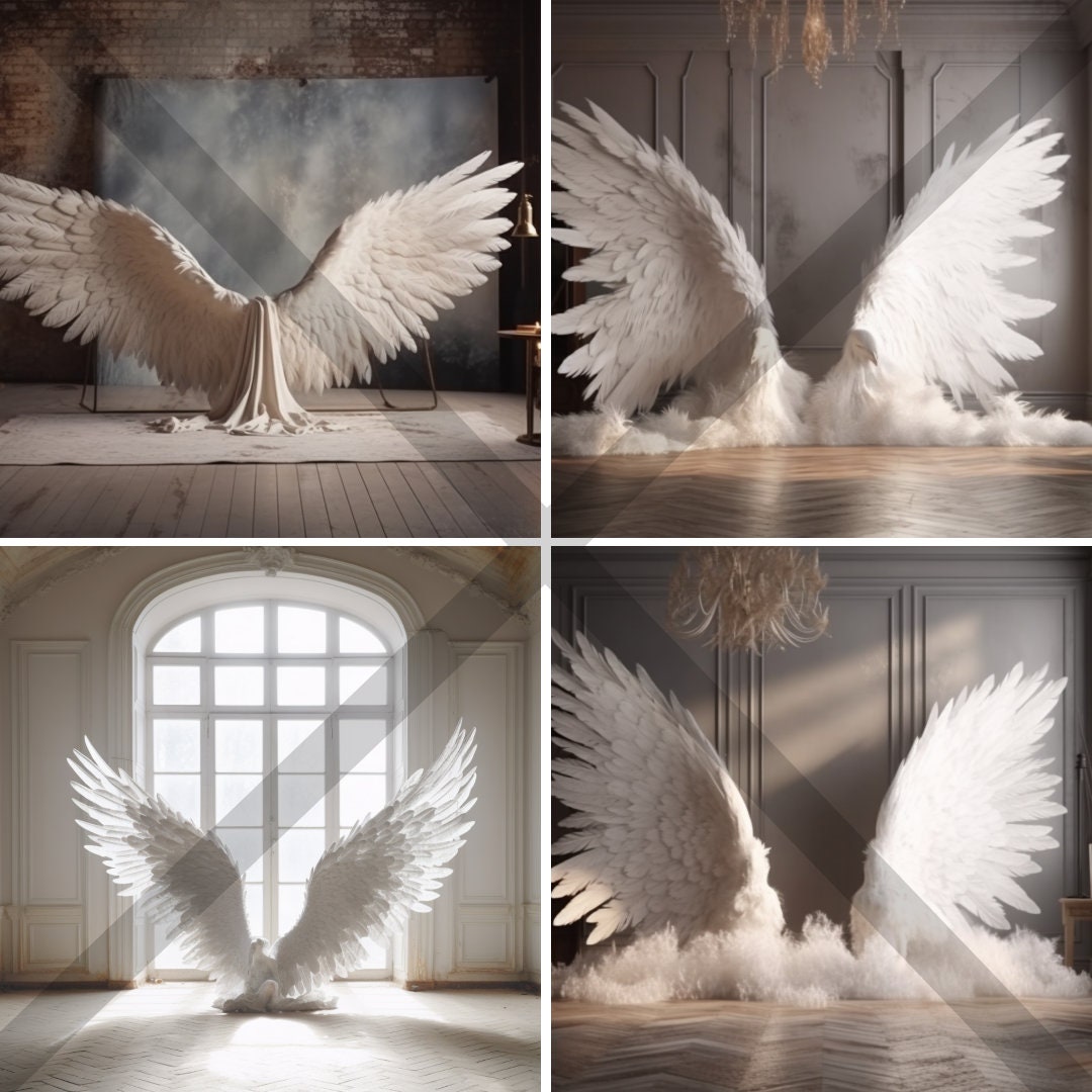 8 X Digital Backdrops, Angel Wings Digital Backgrounds, Maternity ...