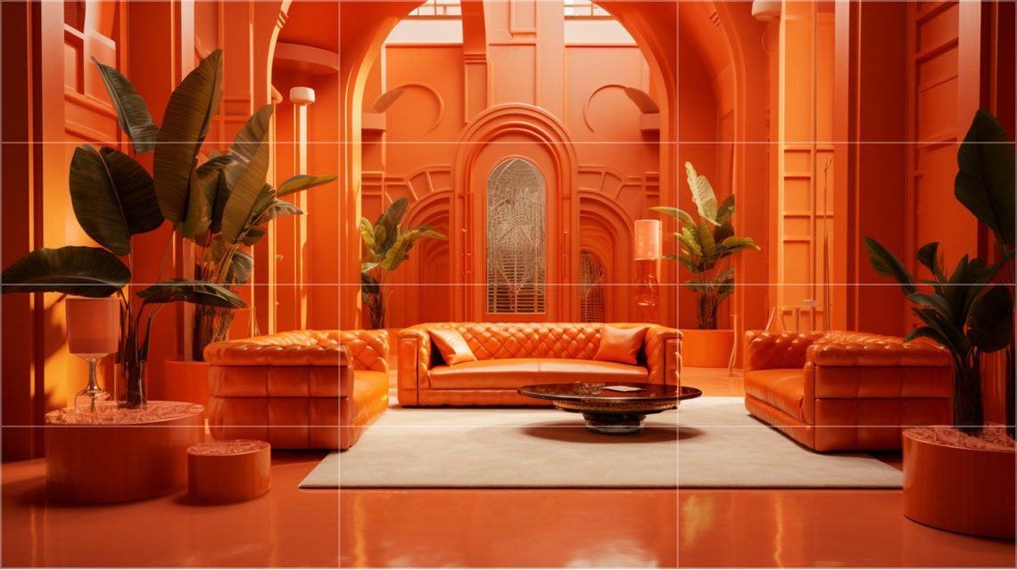 Sun-kissed Orange Room Digital Backdrop, Digital Background, Orange ...