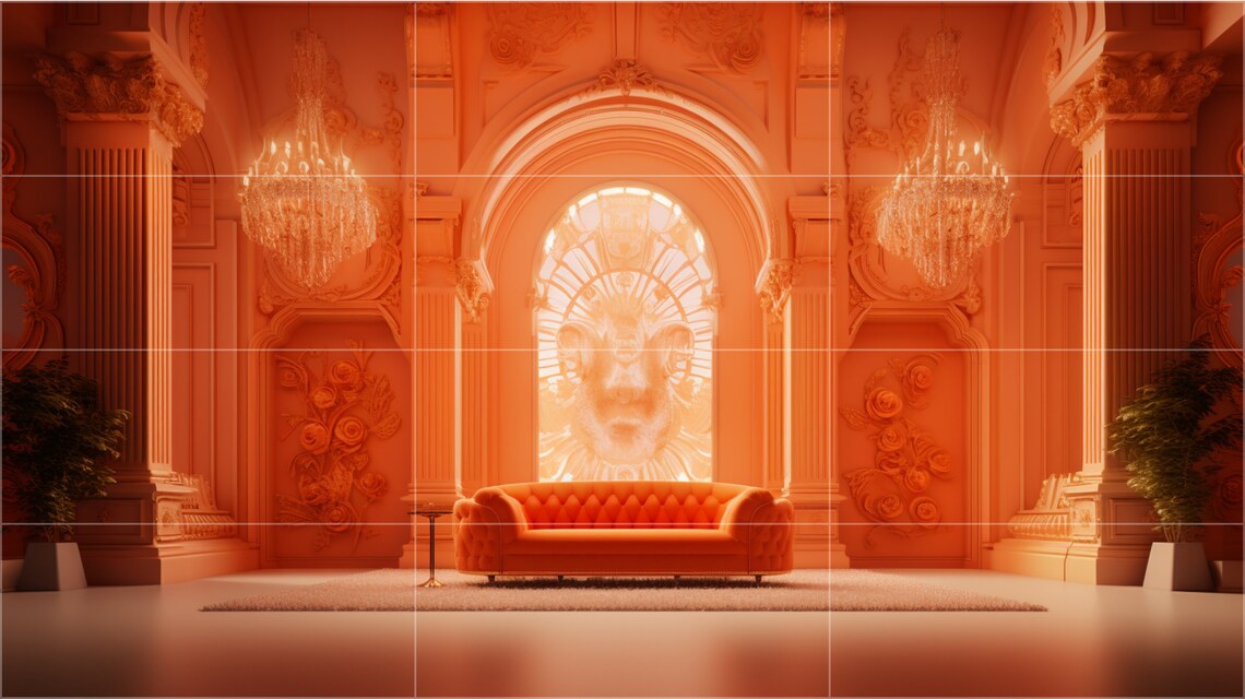 Sun-kissed Orange Room Digital Backdrop, Digital Background, Orange ...