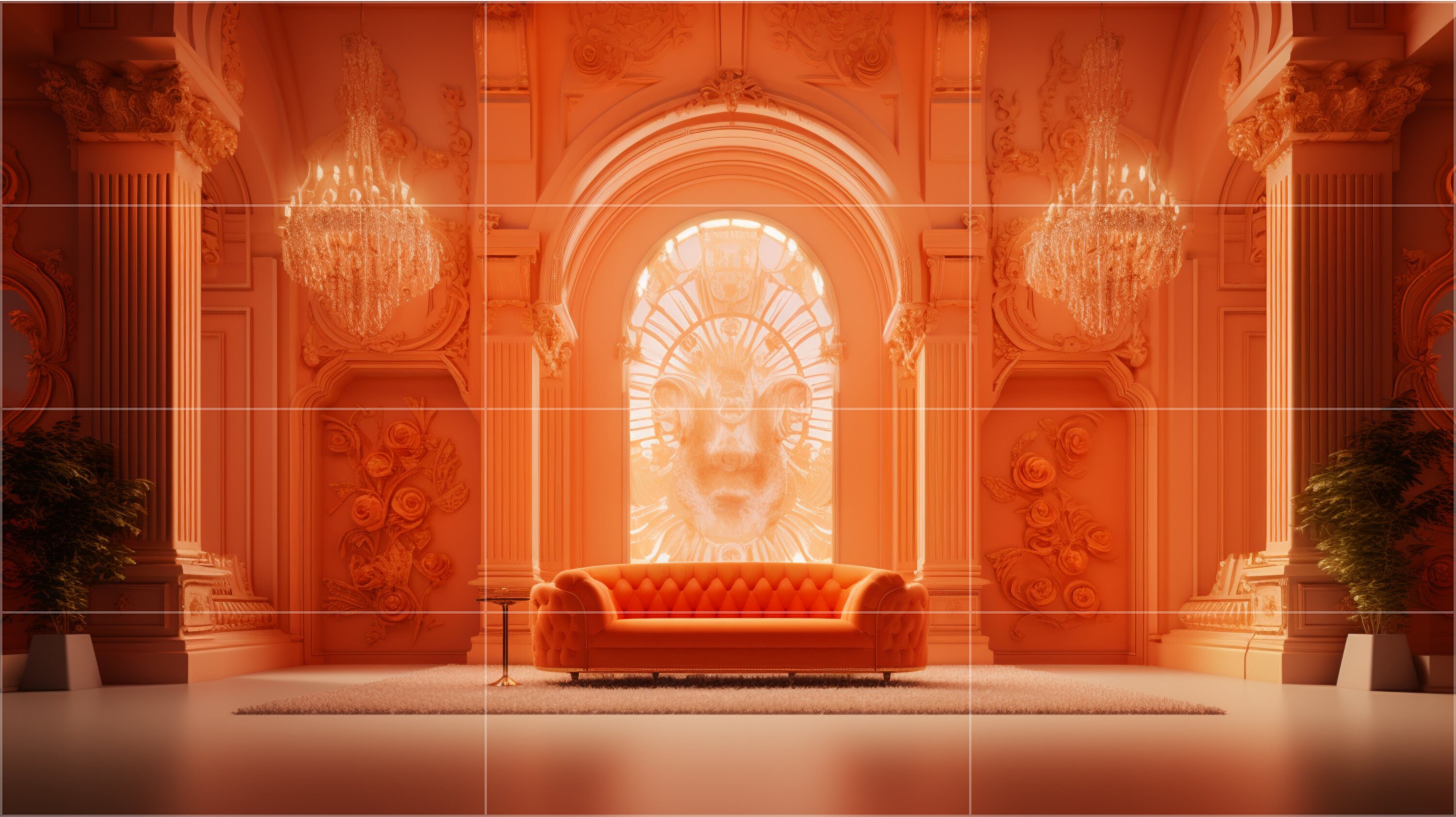 Sun-kissed Orange Room Digital Backdrop, Digital Background, Orange ...