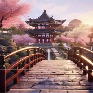 Japanese Garden Digital Backdrop, Digital Background, Japanese Garden ...