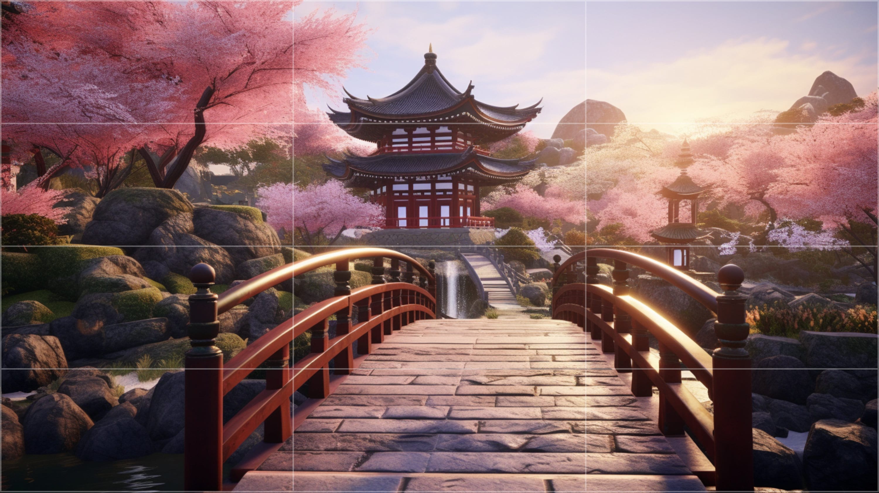 Japanese Garden Digital Backdrop, Digital Background, Japanese Garden ...