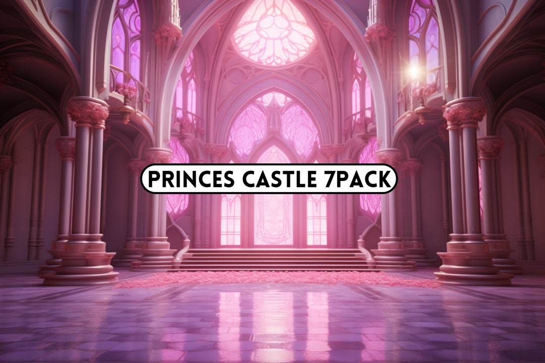Pink Barby Castle Digital Backdrop, Digital Background, Pink Castle ...