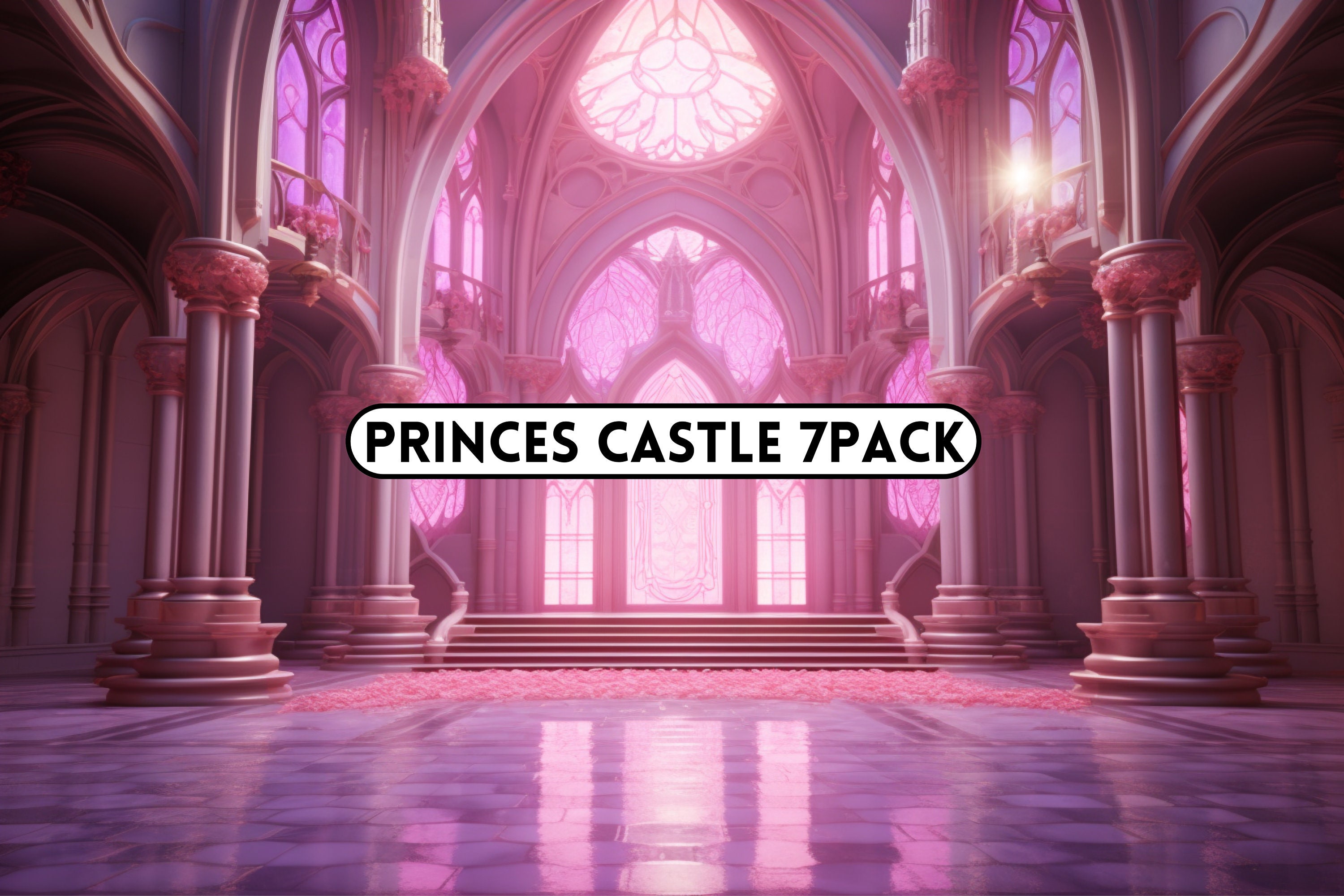 Pink Barby Castle Digital Backdrop, Digital Background, Pink Castle ...