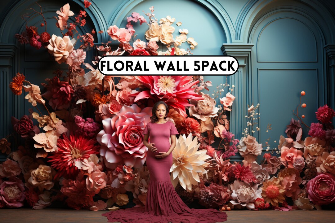 Floral Wall Digital Backdrop, Photography Background (PNG) - Etsy