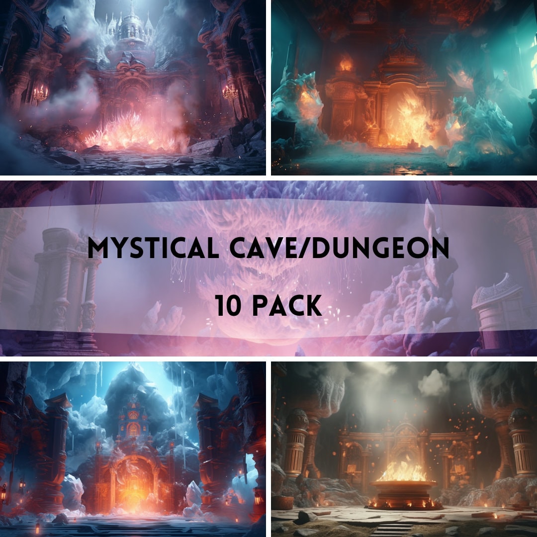 Mystical Cave Digital Backdrop, Dragon Cave Digital Background, Monster ...