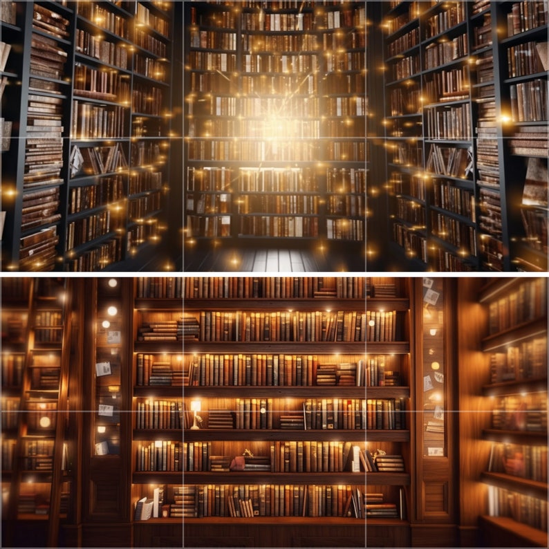 Library Digital Backdrop, Digital Background, Books Backdrop, Library ...