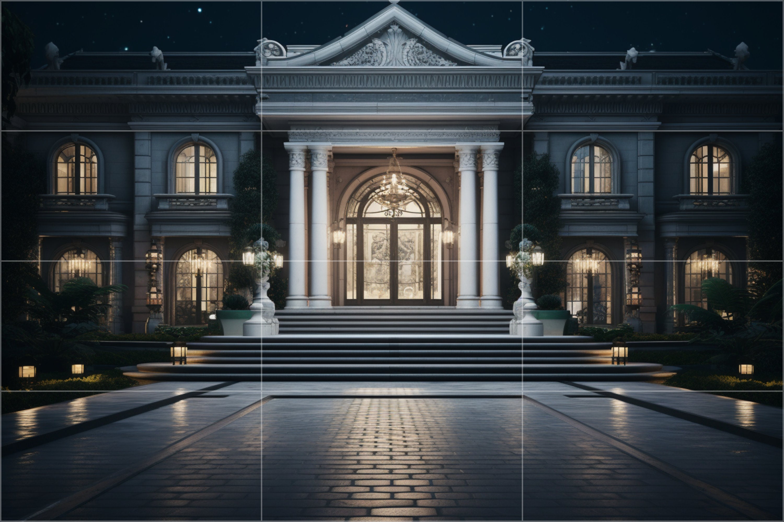Modern Old School Mansion Digital Backdrop, Digital Background, Mansion ...