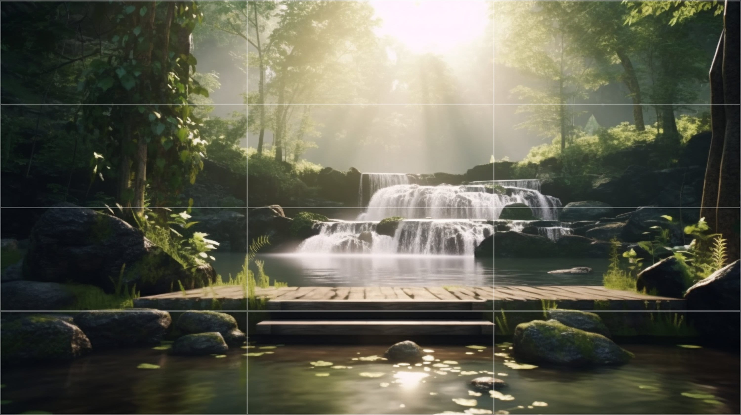 Waterfall Digital Backdrop, Forest Waterfall Theme, Forest Backdrop ...