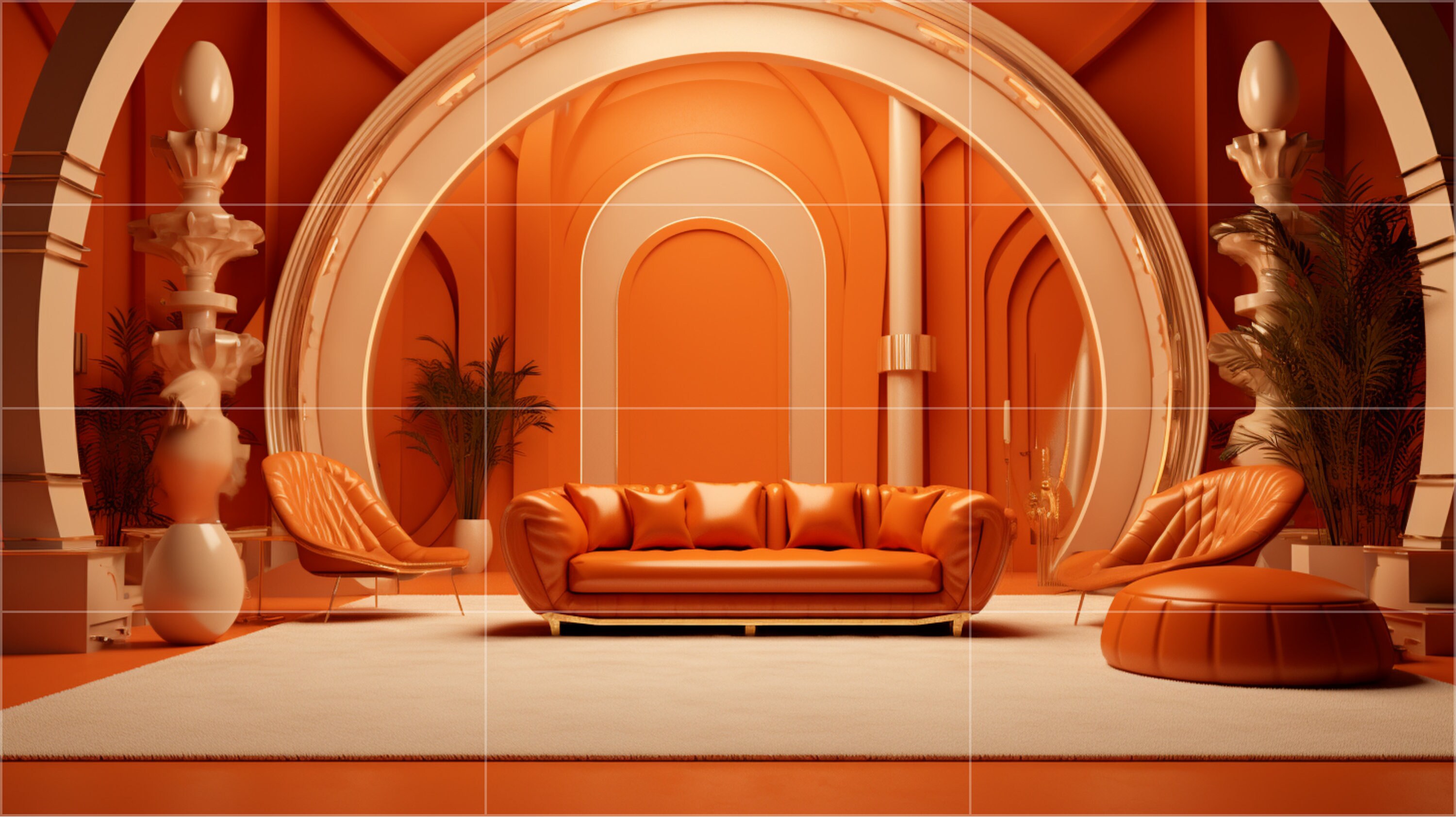Sun-kissed Orange Room Digital Backdrop, Digital Background, Orange ...