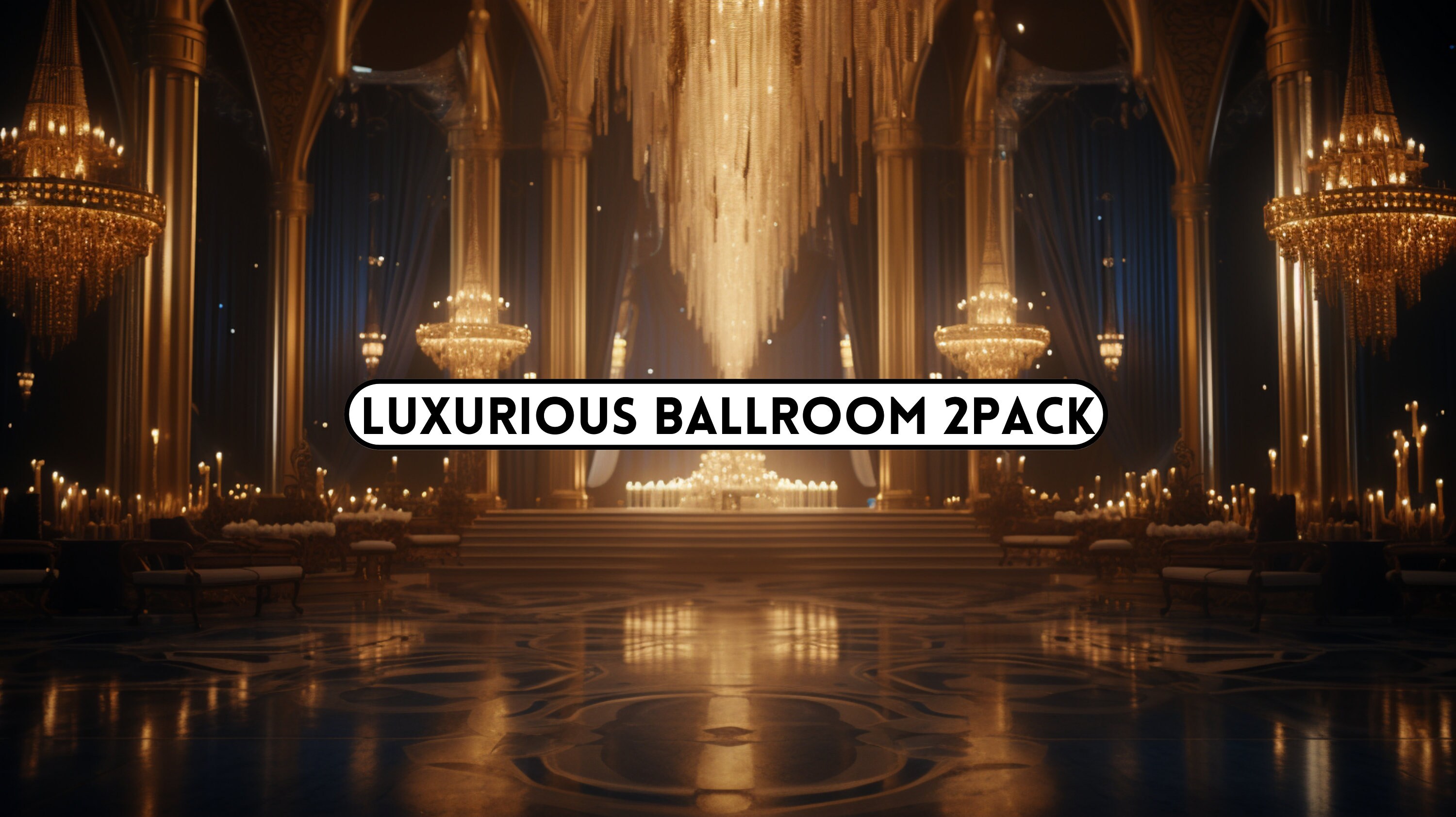 Lavish Ballroom Digital Backdrop, Digital Background, Ballroom ...