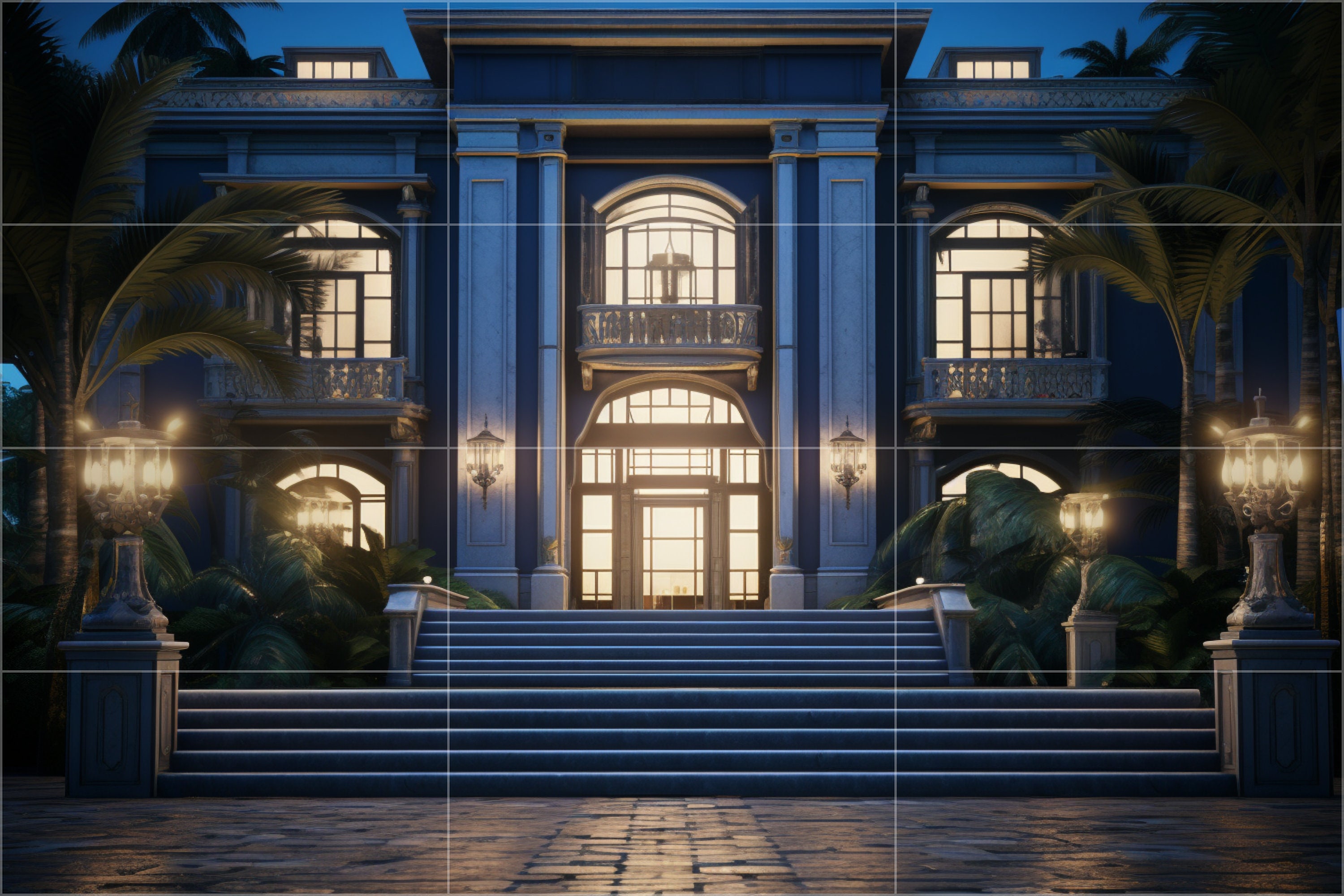 Modern Old School Mansion Digital Backdrop, Digital Background, Mansion ...